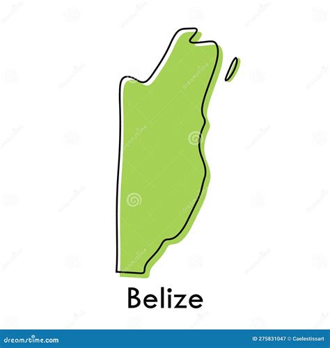 Belize Map Simple Hand Drawn Stylized Concept With Sketch Black Line
