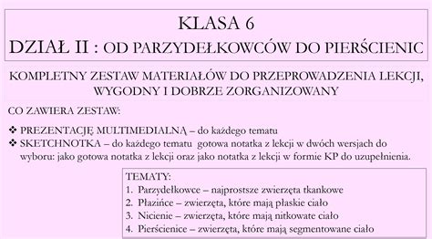 Klasa 6 Od parzydełkowców do pierścienic pakiet z działu Złoty