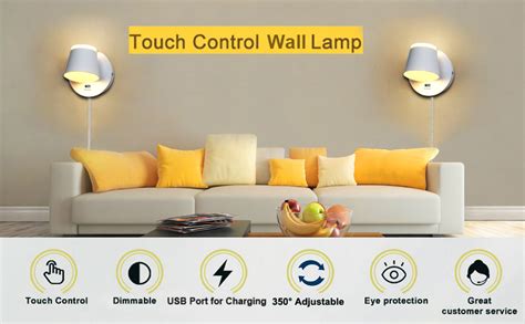 VOMI LED Wandlampe Innen Mit Schalter 8W Touch Dimmbar Wandleuchte Mit