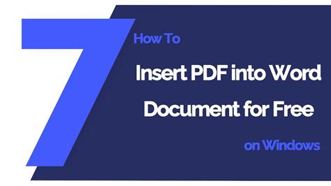 how to insert pdf into word document for free on windows youtube