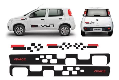 Kit Adesivos Faixas Laterais Traseiro Uno Vivace Vermelho