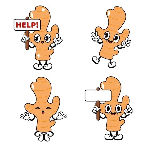 Conjunto De Personajes De Jengibre Conjunto Vectorial Dibujado A Mano