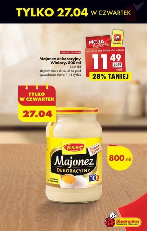 Biedronka 27 04 2023 W tym tygodniu majonez winiary cena 11 49 zł