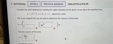 solved consider the solid obtained by rotating the region