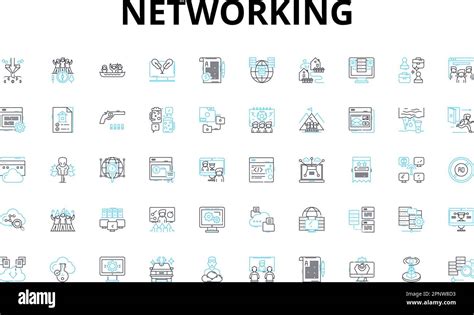 Networking Linear Icons Set Connected Collaborative Relationships