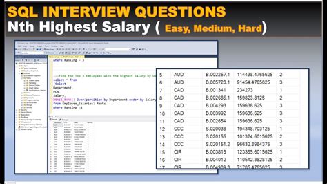 SQL Interview Questions Nth Highest Salary By Department YouTube