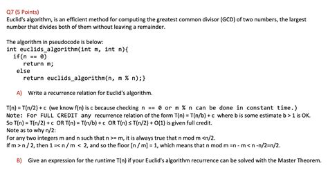 solved q7 5 points euclid s algorithm is an efficient