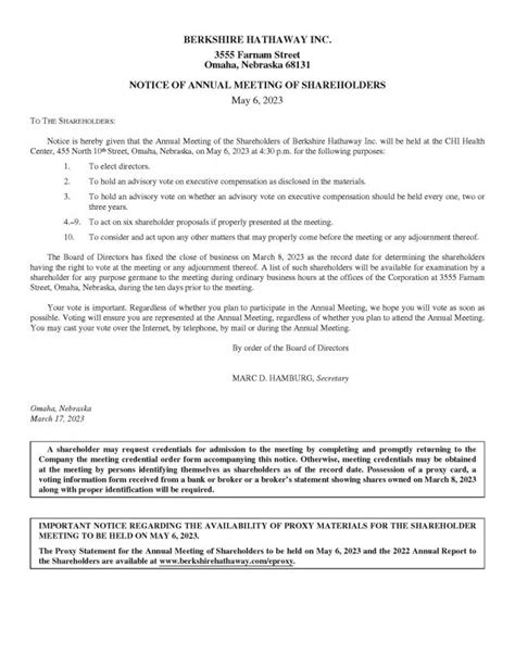 Berkshire Hathaway Inc 2023 Annual Materials