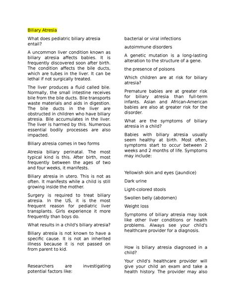 Biliary Atresia Biliary Atresia What Does Pediatric Biliary Atresia