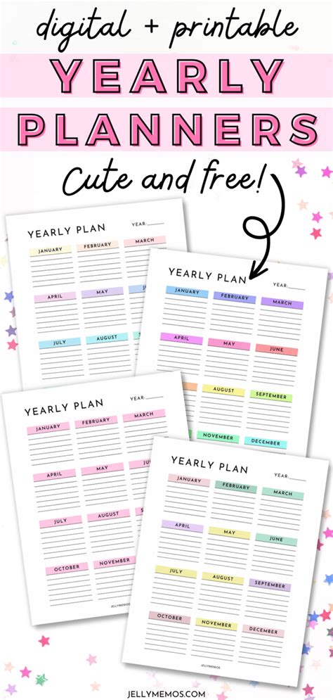 Cute Printable Yearly Plan Templates For Productive Planning JellyMemos