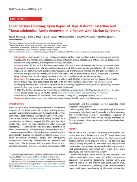 PDF Lobar Torsion Following Open Repair Of Type B Aortic Dissection