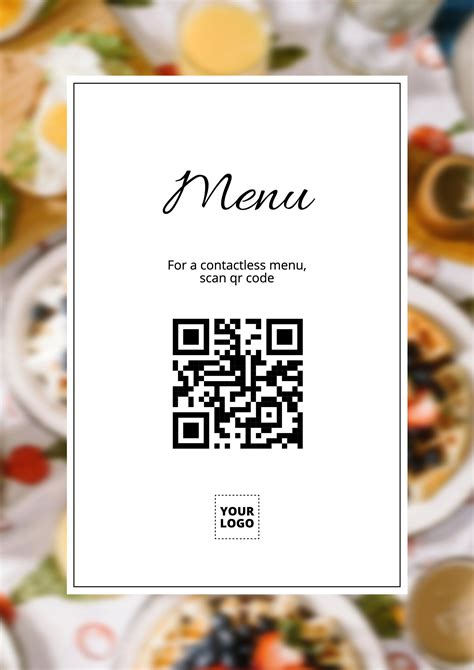 Customizable Menu With A Food Background Qr Code Brochure Template