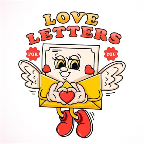 Sobre De Carta De Amor Personaje De Mascota De Dibujos Animados Que