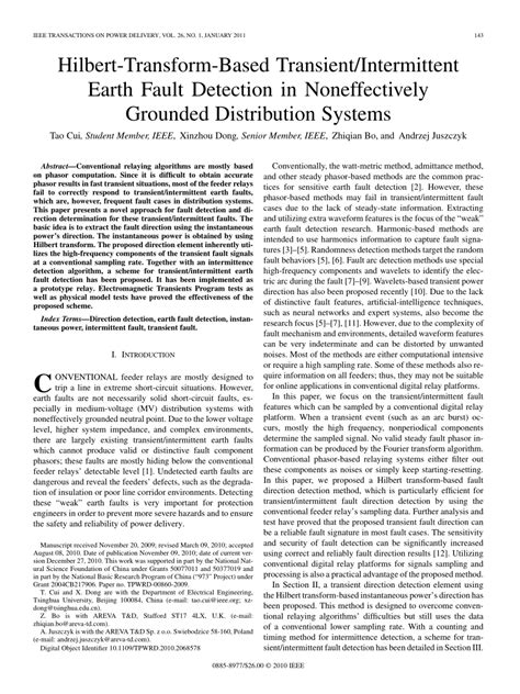 pdf hilbert transform based transient intermittent earth fault detection in noneffectively