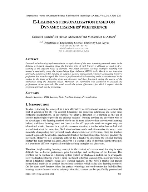 pdf e learning personalization based on dynamic learners preference