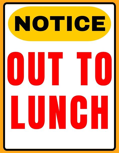 Free Printable Out To Lunch Sign Templates PDF Word