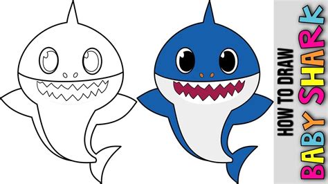 Baby Shark How To Draw Baby Shark Como Dibujar A Bebé Tiburón