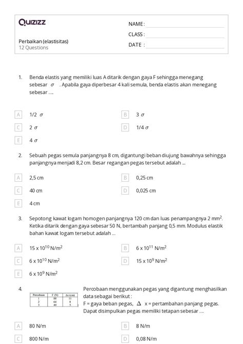 50 Lembar Kerja Energi Potensial Pegas Dan Hukum Kait Untuk Kelas 12