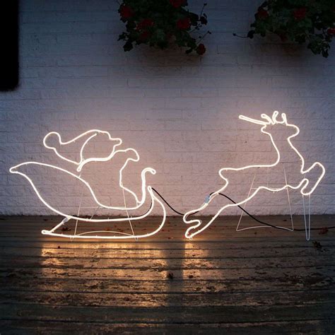 Silueta de trineo con Papá Noel NeoLED Árbol de navidad de metal