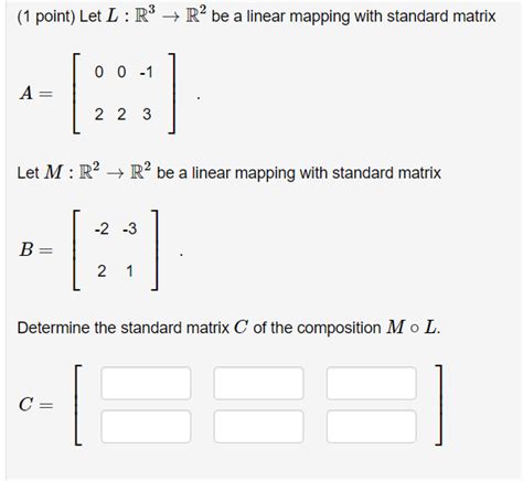 solved 1 point let l r rº be a linear mapping with