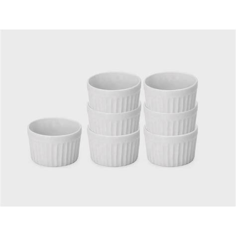 Conjunto 24 Ramequim 50ml Porcelana Branco Canelado 6cm No Shoptime