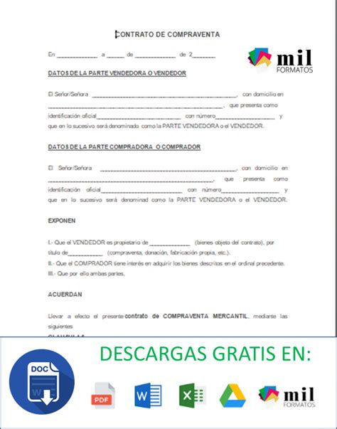 Contrato De Compraventa Ejemplos Y Formatos Word PDF