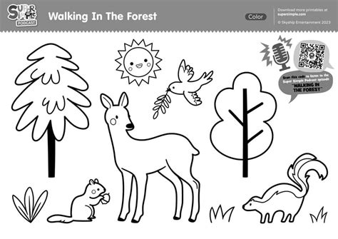 Imagination Time Walking In The Forest Coloring Page Super Simple