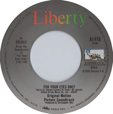 Sheena Easton For Your Eyes Only 1981 Winchester Pressing Vinyl