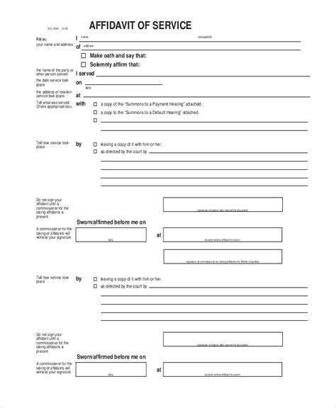 FREE 11 Sample Affidavit Of Service Forms In PDF MS Word Excel