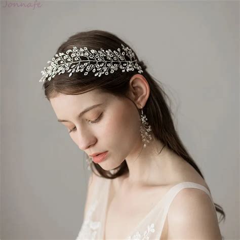 Jonnafe Charming Beaded Silver Wedding Hair Accessories Crystal Bridal