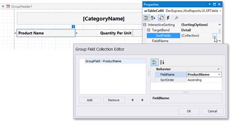 sort a report in print preview reporting tools devexpress documentation