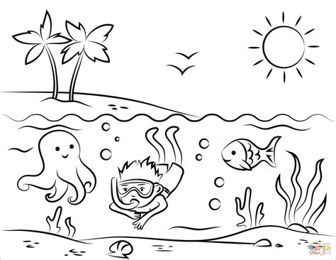 Tropical Beach Coloring Page Free Printable Coloring Pages