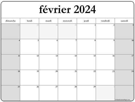 février 2024 calendrier imprimable Calendrier gratuit