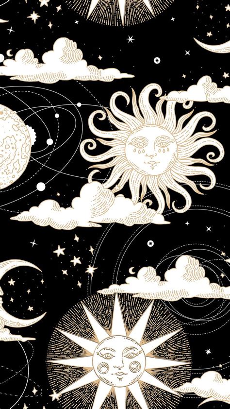 Celestial Aesthetic Star Sun And Moon IPhone Background In 2021