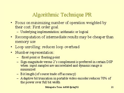 algorithmic technique pr