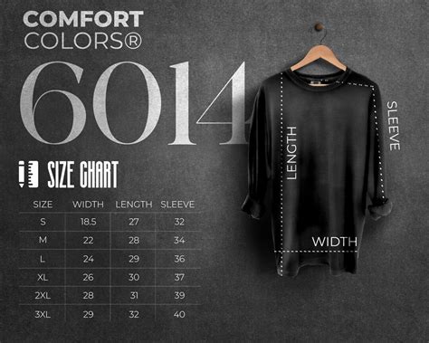 Comfort Colors 6014 Size Chart T Shirt Measurements 6014 Size Chart