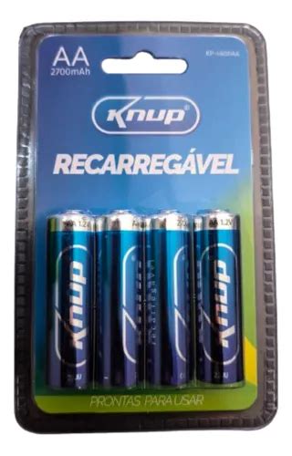 Pilha Recarreg Vel Aa Cartela C Un Kp Aa Knup Mercadolivre