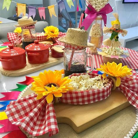 The Table Is Decorated With Sunflowers Rice And Other Items For An