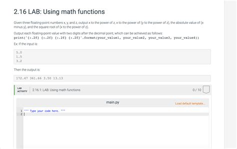 [solved] i dont know what to do 2 16 lab using math functions given three course hero