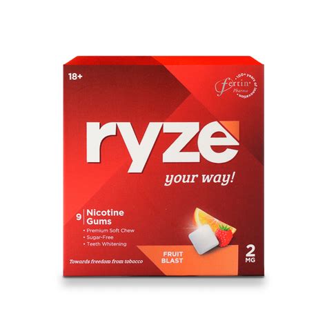 Buy RYZE Nicotine Gum 2mg Fruit Blast Soft Chew Easy On Throat