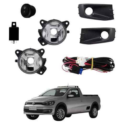 Kit Farol Auxiliar De Milha Saveiro G6 2013 2014 2015 2016 Moldura