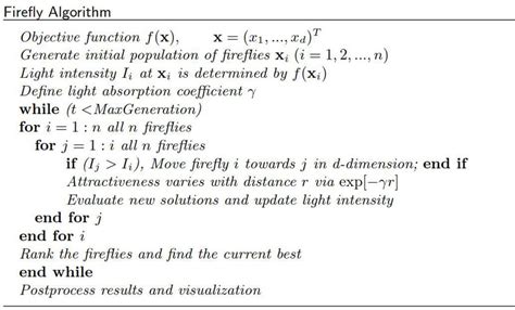 pseudocode of firefly algorithm download scientific diagram