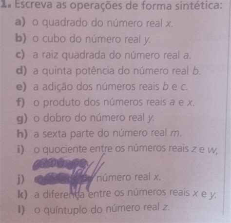 Solved I Escreva as operações de forma sintética a o quadrado do