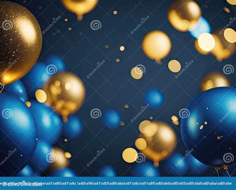 Fondo Festivo Con Globos Azules Y Dorados Generador De Ai Stock De