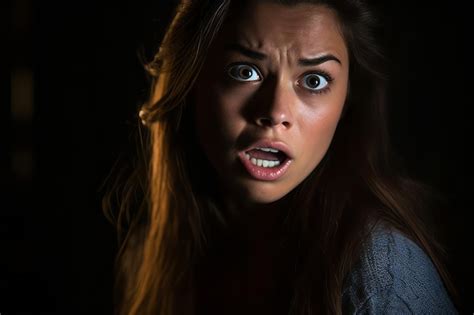 Premium Vector A Woman Is Looking At The Camera With An Open Mouth