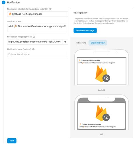 creating visual notifications with firebase cloud messaging