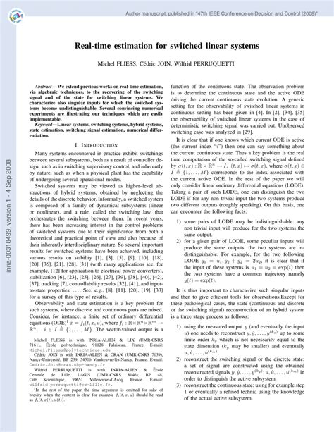 pdf real time estimation for switched linear systems