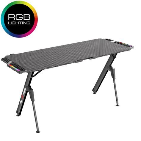 Mesa Gamer LED Rgb Suporte Para Headset E Copo Organizador De