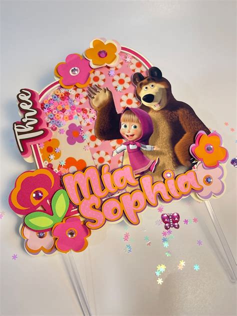 Cake Topper Personalizado Cake Topper D Con Shaker Masha Y El Oso