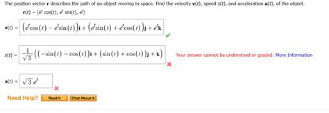 solved the position vector r describes the path of an object